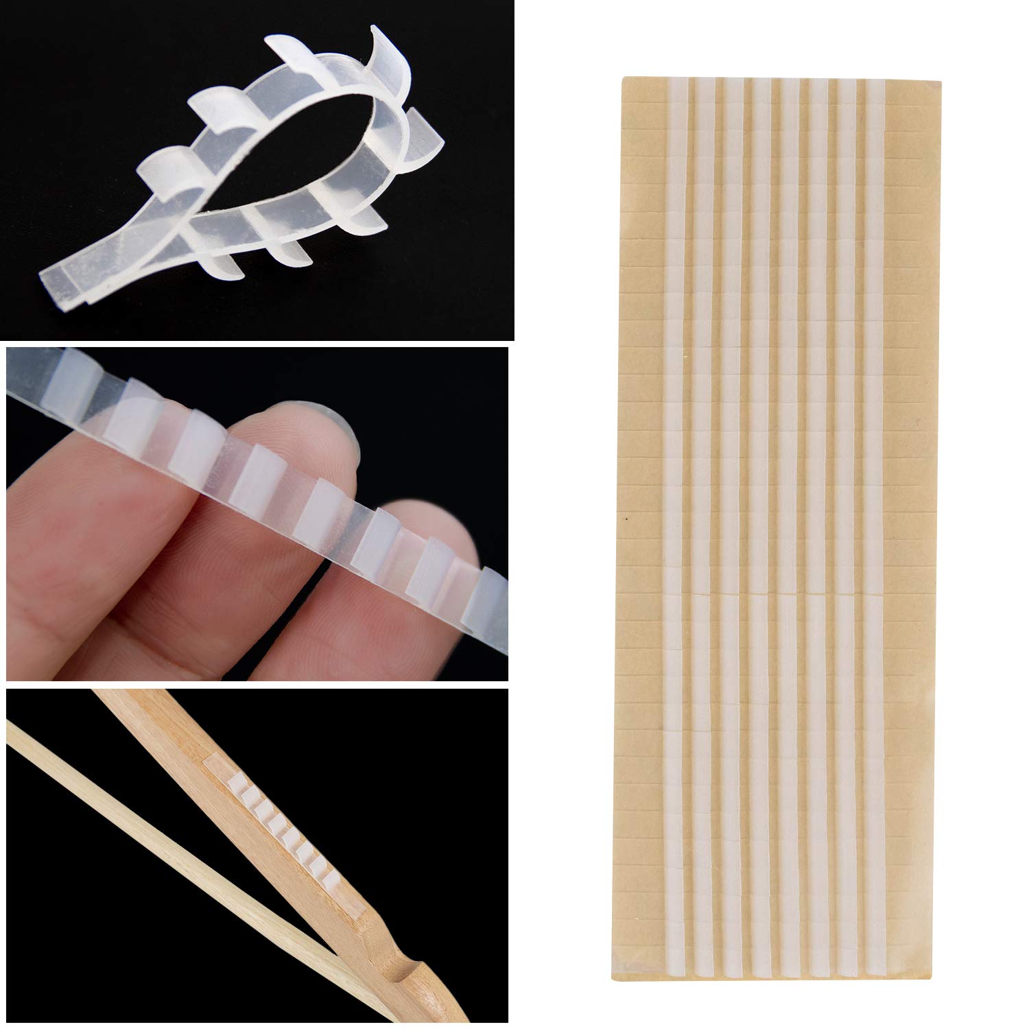 AUEAR, 100 Pack Clear Non-Slip Rubber Hanger Grips Hanger Strips Adhesive Clothes Hanger Grips (2.76" x 0.24")