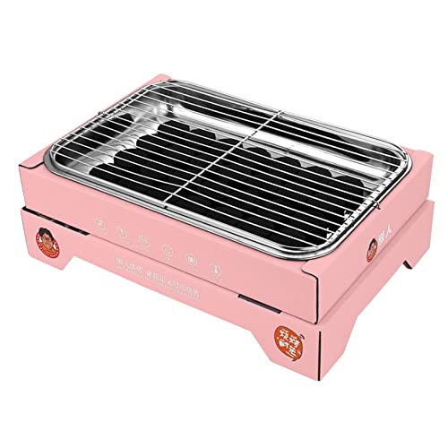 Airshi Charcoal Grill, Compact Detachable Single Use Outdoor BBQ Smoker Grill (Pink (containing 30 Charcoal))