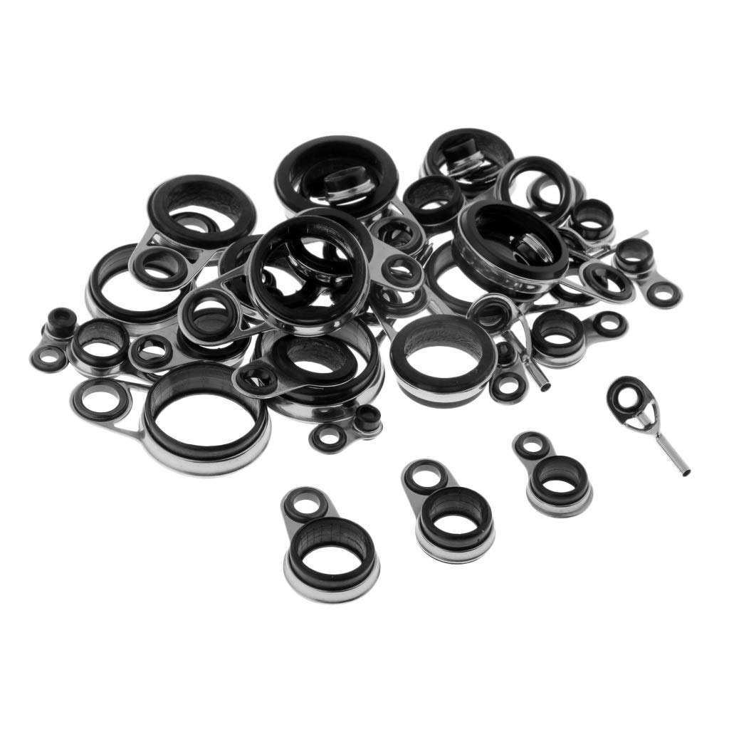 AFANGMQ 37Pcs Telescopic Fishing Rod Guides Top Ring Set Rod Repair Kit Mixed Sizes