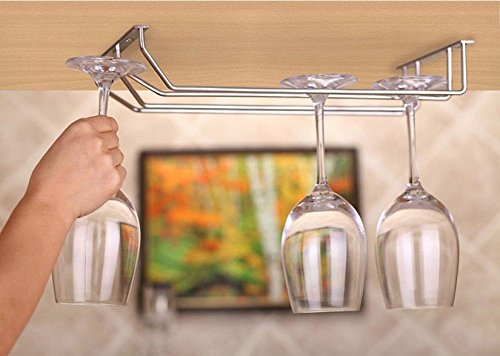 Happy Lifestyles Stainless Steel 1/2/3 Rails Cabinet Wine Glasses Rack 20" 2 rows