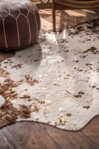 nuLOOM Iraida Contemporary Faux Cowhide Area Rug, 3' 10" x 5', Brown
