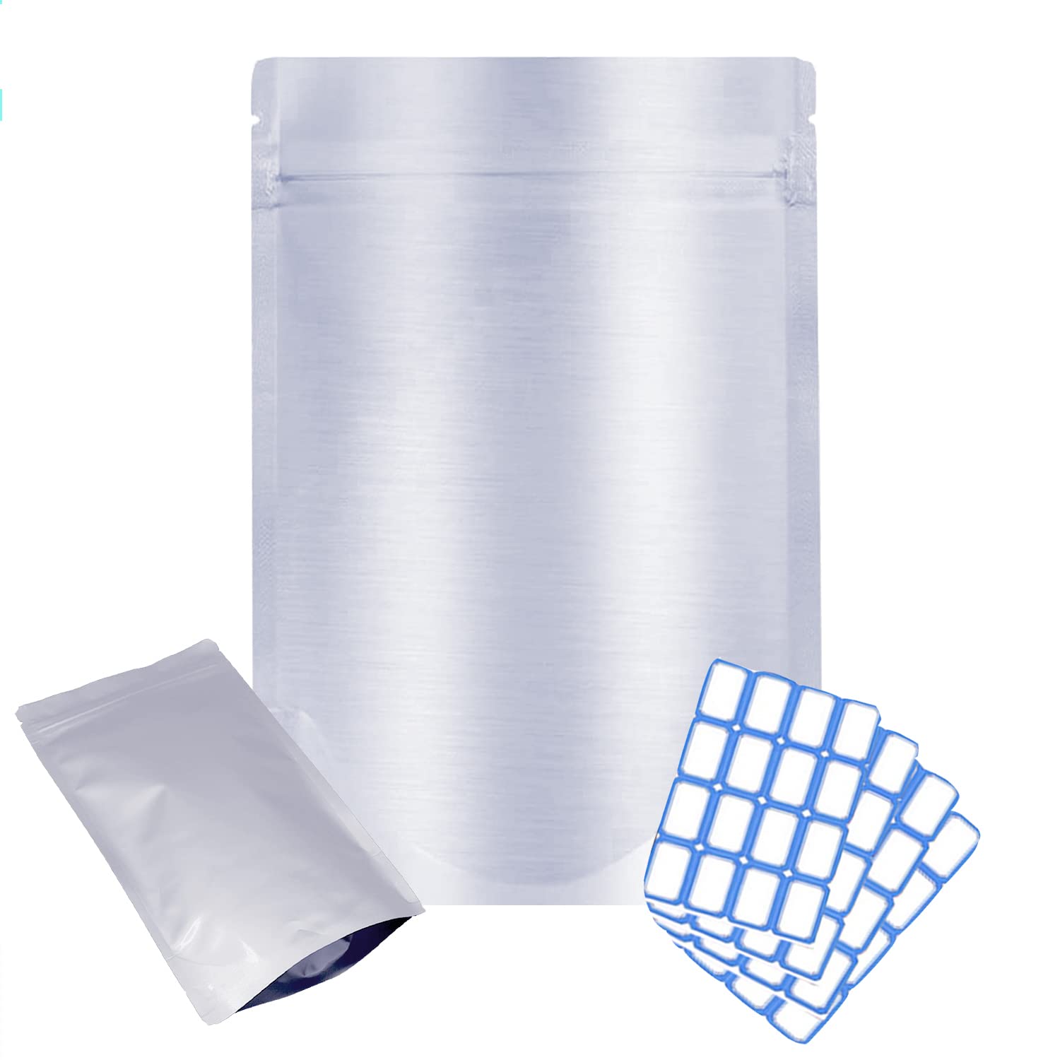 ASINYYDSDD 50PCS Mylar Bags for Food Storage 1 Quart, Extra Thick 9.5mil Stand Up Resealable Mylar Bags,Heat Sealable Ziplock Mylar Bags for Long Term Food Storage 7*10 inch