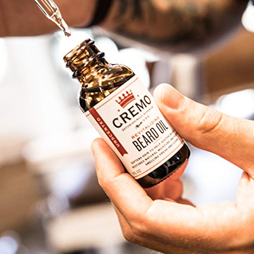 Cremo Unscented Revitalizing Beard Oil, Restores Moisture, Softens and Reduces Beard Itch for Facial Hair of All Lengths, 1 Oz