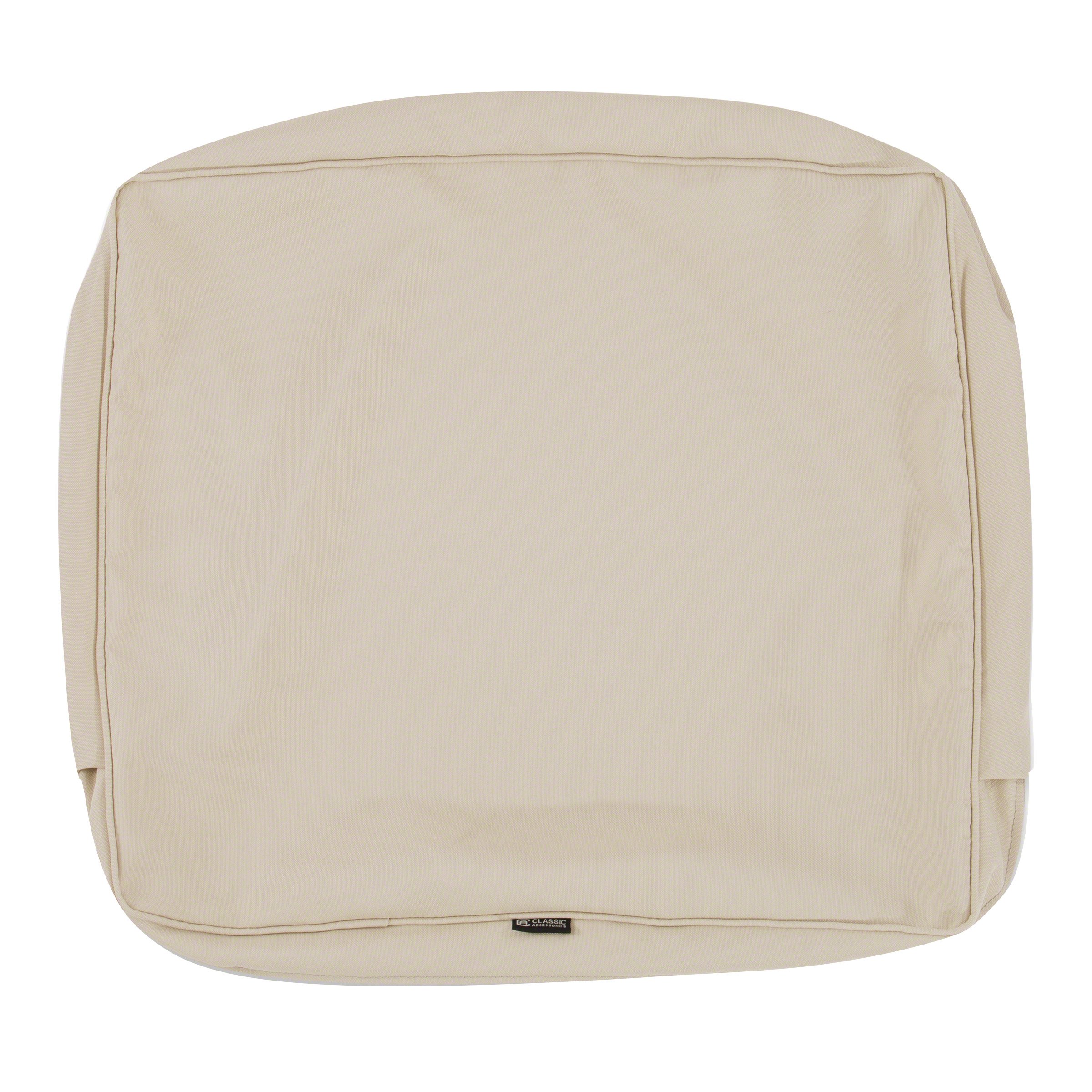 Classic Accessories Montlake Water-Resistant 25 x 22 x 4 Inch Outdoor Back Cushion Slip Cover, Patio Furniture Cushion Cover, Antique Beige, Patio Furniture Cushion Covers