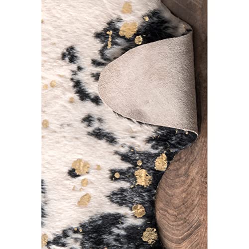nuLOOM Iraida Contemporary Faux Cowhide Area Rug, 3' 10" x 5', Black