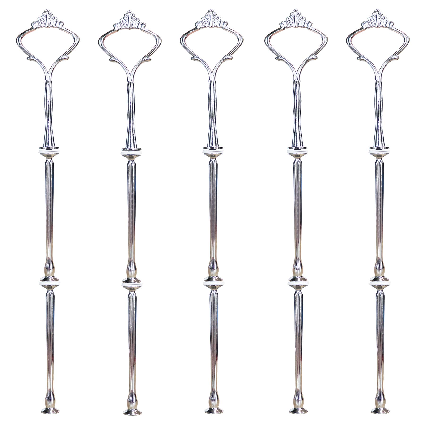 Happy Will 5 Sets 3 Tier Crown Cake Stand Fruit Cake Plate Handle Fitting Hardware Rod Stand Holder with Stylus Silver (Plates Not Include)