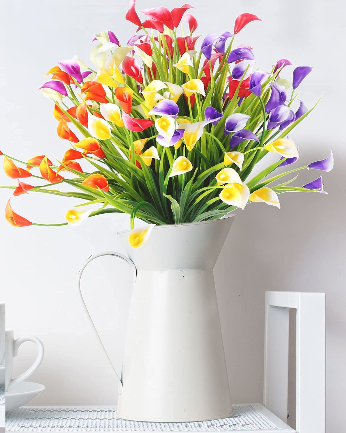 Doolitt 10 bunchs Artificial Flowers, Artificial Plants Outdoor Flowers Fake Mini Calla Lily Artificial Plants Anti-Ultraviolet Greenery Garden Home Decoration