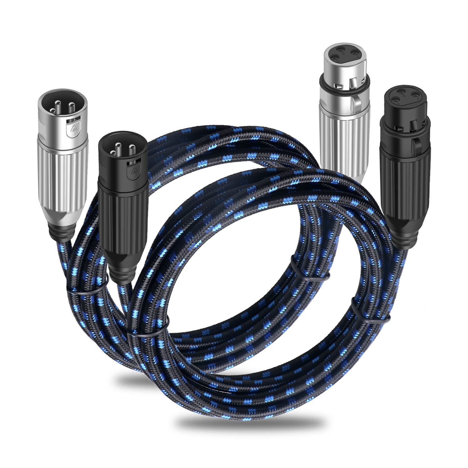 DREMAKE Professional Audio Mic AMP Cable Cords - XLR 3 Pin Male to XLR 3 Pin Female Braided Cables - 20' Balanced Snake Patch Cord for Powered Speakers, Live Sound & Performance, Mixers - 2 Pack