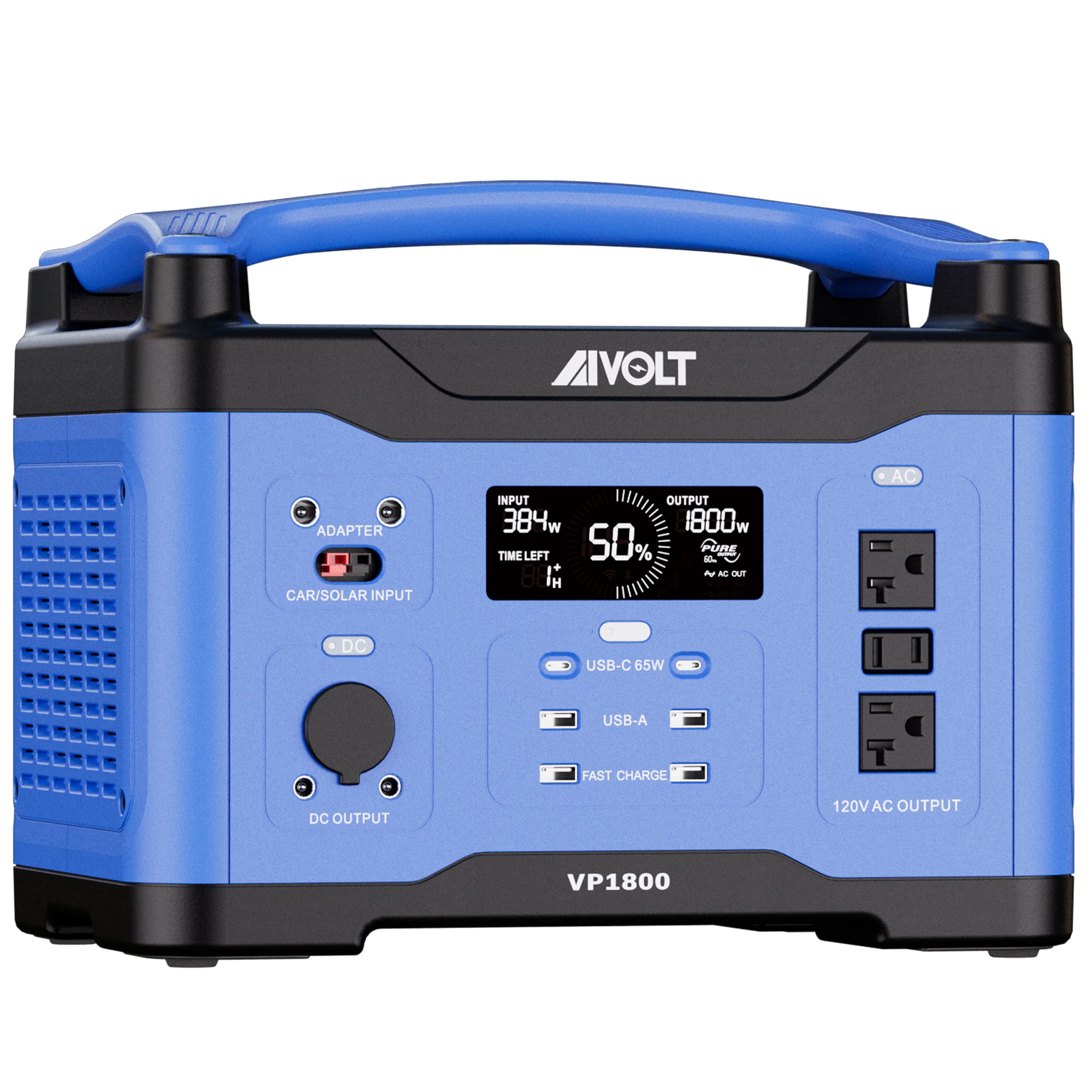 AIVOLT Portable Power Station 800W/892Wh Solar Powered Generator, 3 AC Outlets, 2 USB-C Ports, 2 Fast Charge Ports, Wireless Charging, Solar Generator for Outdoor Camping Hiking, Indoor Backup