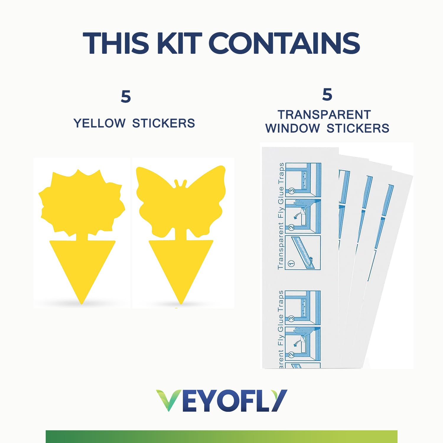 Veyofly Sticky Traps for Plants and Windows, Bundle with 5 Yellow Sticky Traps for Gnats & 5 Window Fly Traps -Gnat Trap, Bug Sticky Traps, Fungus Gnat Trap, Fly Strips, Fly Tape- Pack of 10β