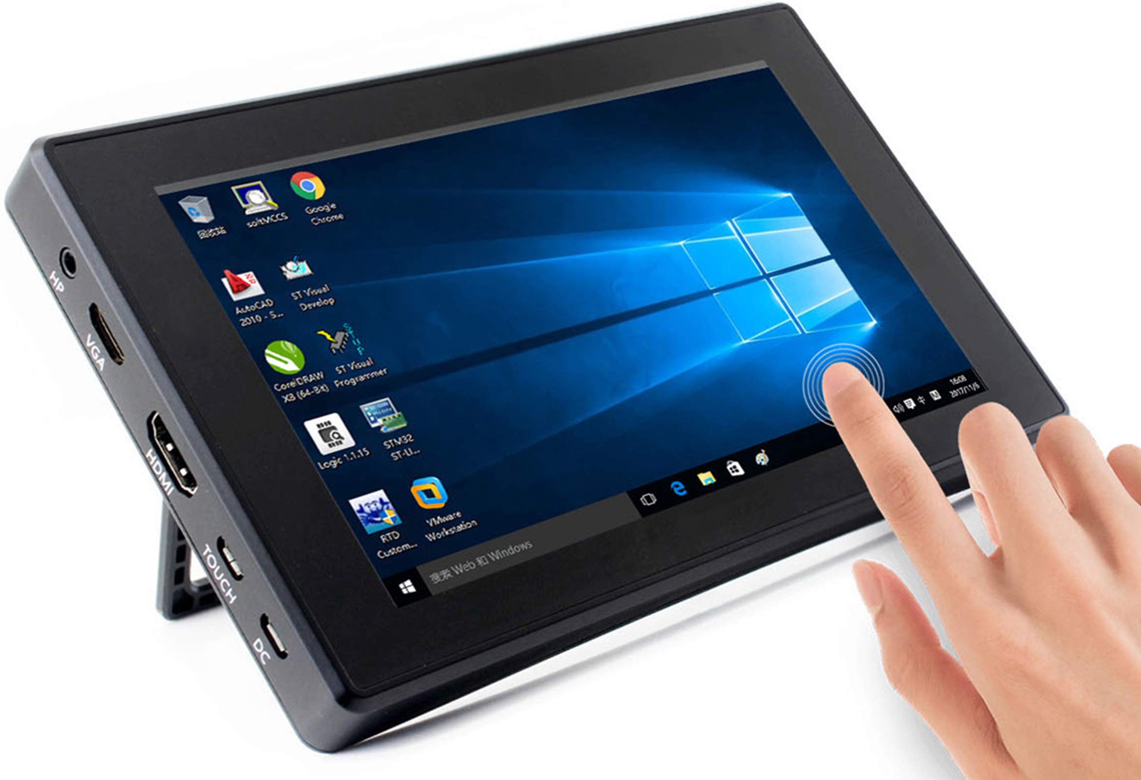7inch HDMI LCD (H) (with case) Capacitive Touch Screen 1024x600 IPS Display Monitor with Toughened Glass Cover Support All Raspberry Pi 4B/3B+/3B/2B/Zero/Jetson Nano/Banana Pi/Windows 10/8/7