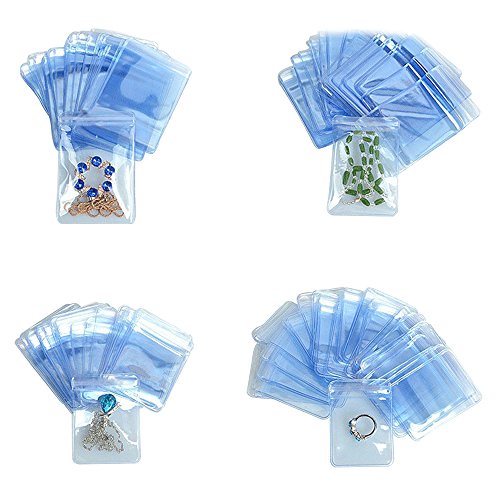 Self Seal Plastic Pack Zipper Lock Bags Clear PVC Antitarnish Jewelry Rings Earrings Packing Storage Pouch for Zip Transparent Anti-oxidation Lock Poly Pouch (100, 7x11cm (2.7x4.3 inch))