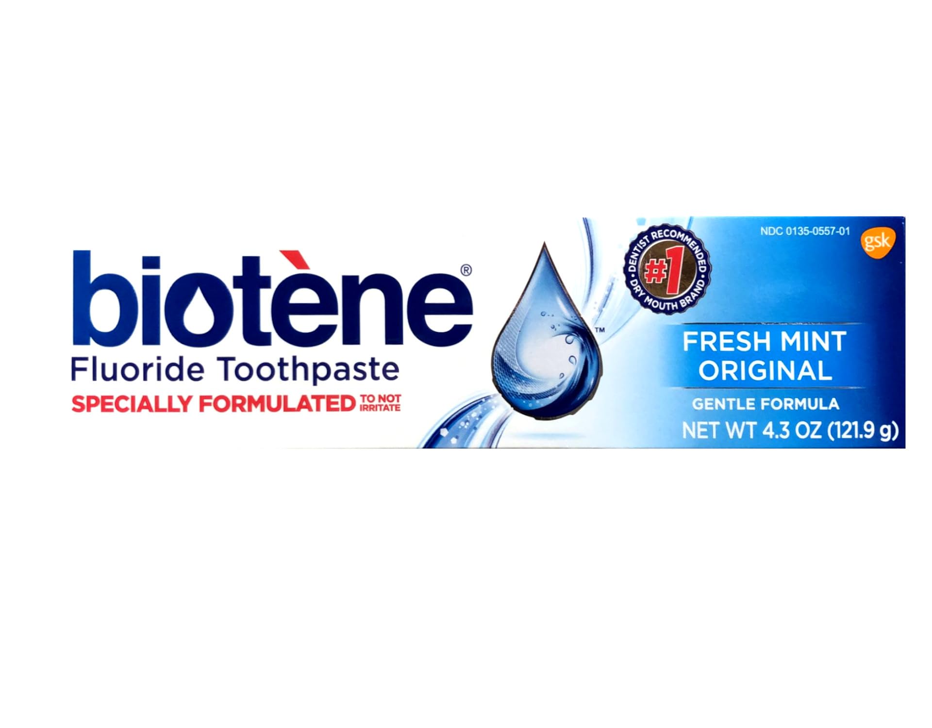 biotène Gentle Formula Fluoride Toothpaste, Fresh Mint 4.3 oz ( Pack of 3), (PPAX1366750)