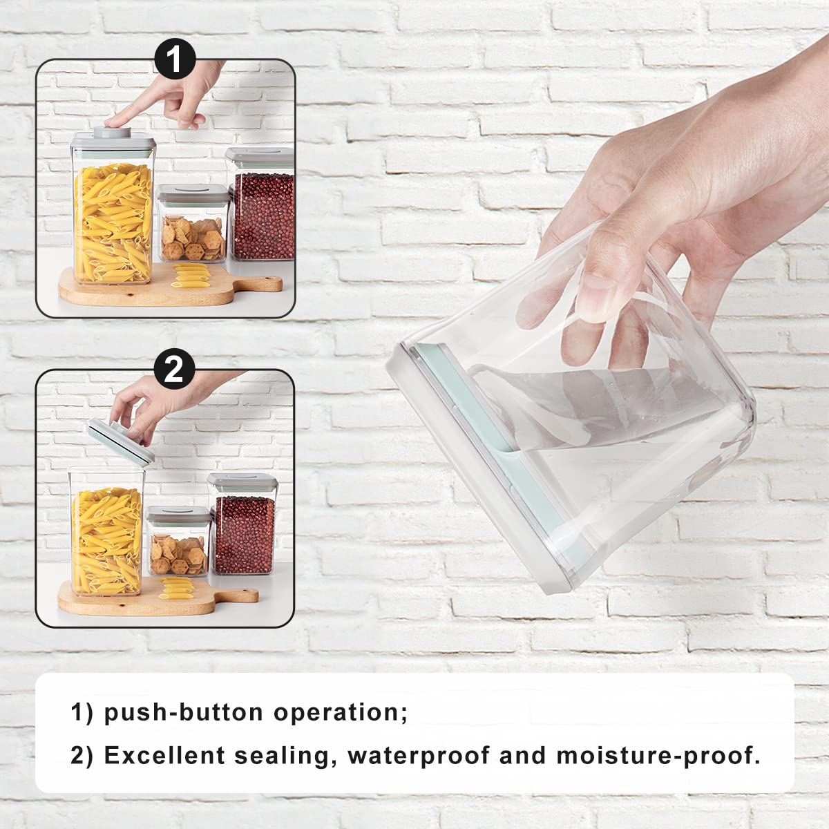 Airtight Food Storage Containers Set-8 PCS POP Open Kitchen Canisters with lids,BPA Free, Kitchen Pantry Organization Stackable Containers for Bulk Food, Cereal,Snack, Sugar, Pet Food Storage