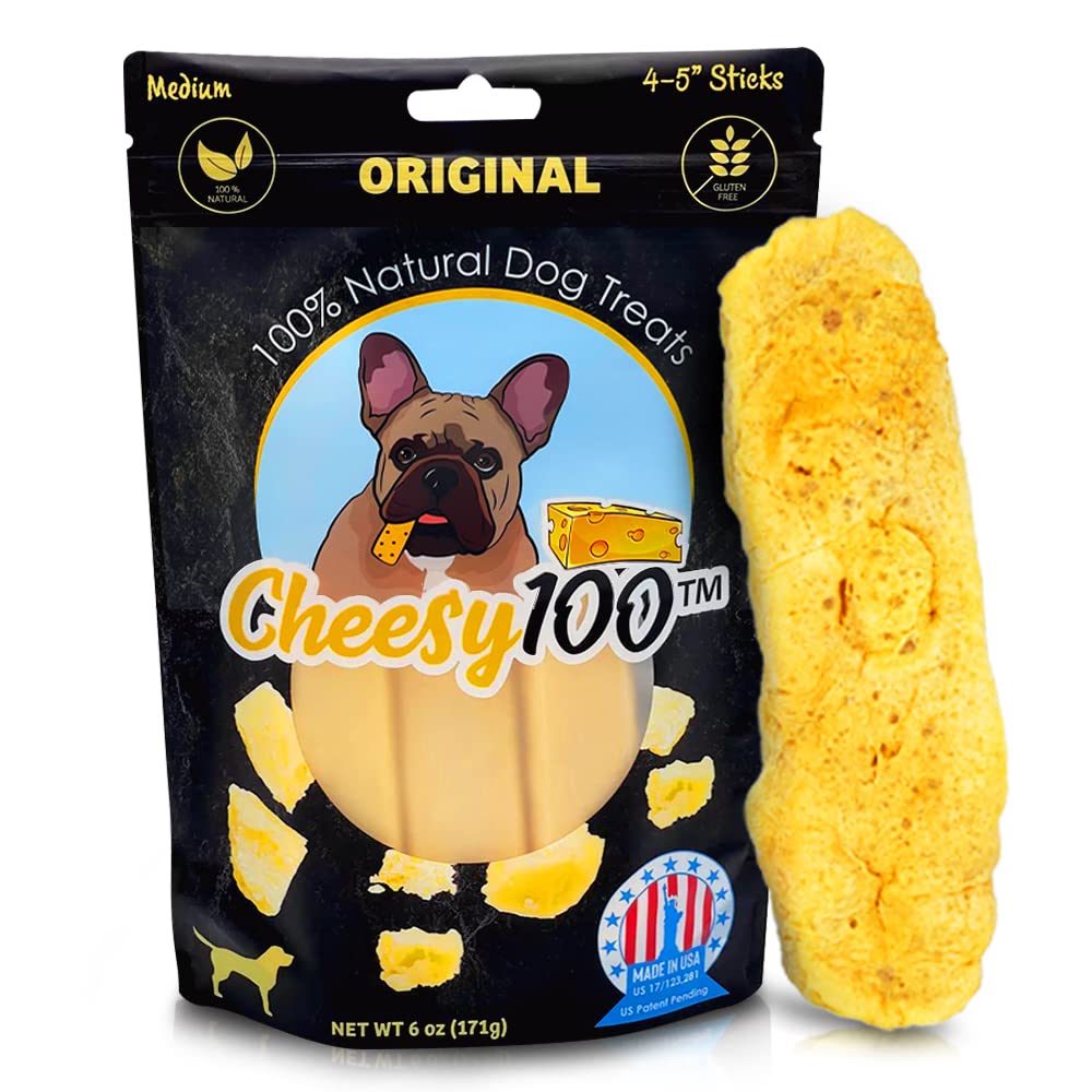 Cheesy100 Cheese Dog Chews| US-Crafted for Puppies & Dogs |6oz (3 pcs)| Softer Natural Alternative to Himalayan Dog Chews & Yak Chews| Salt & Rawhide-Free| Tastier Than Yak Cheese Himalayan Dog Chews
