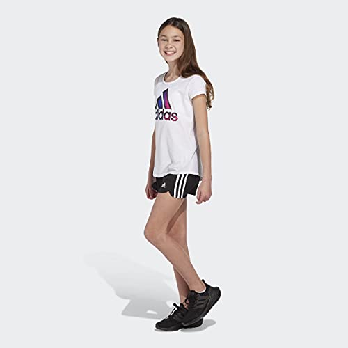adidas girls Short Sleeve Scoop Neck Graphic Tee T Shirt, White With Light Pink, Small US