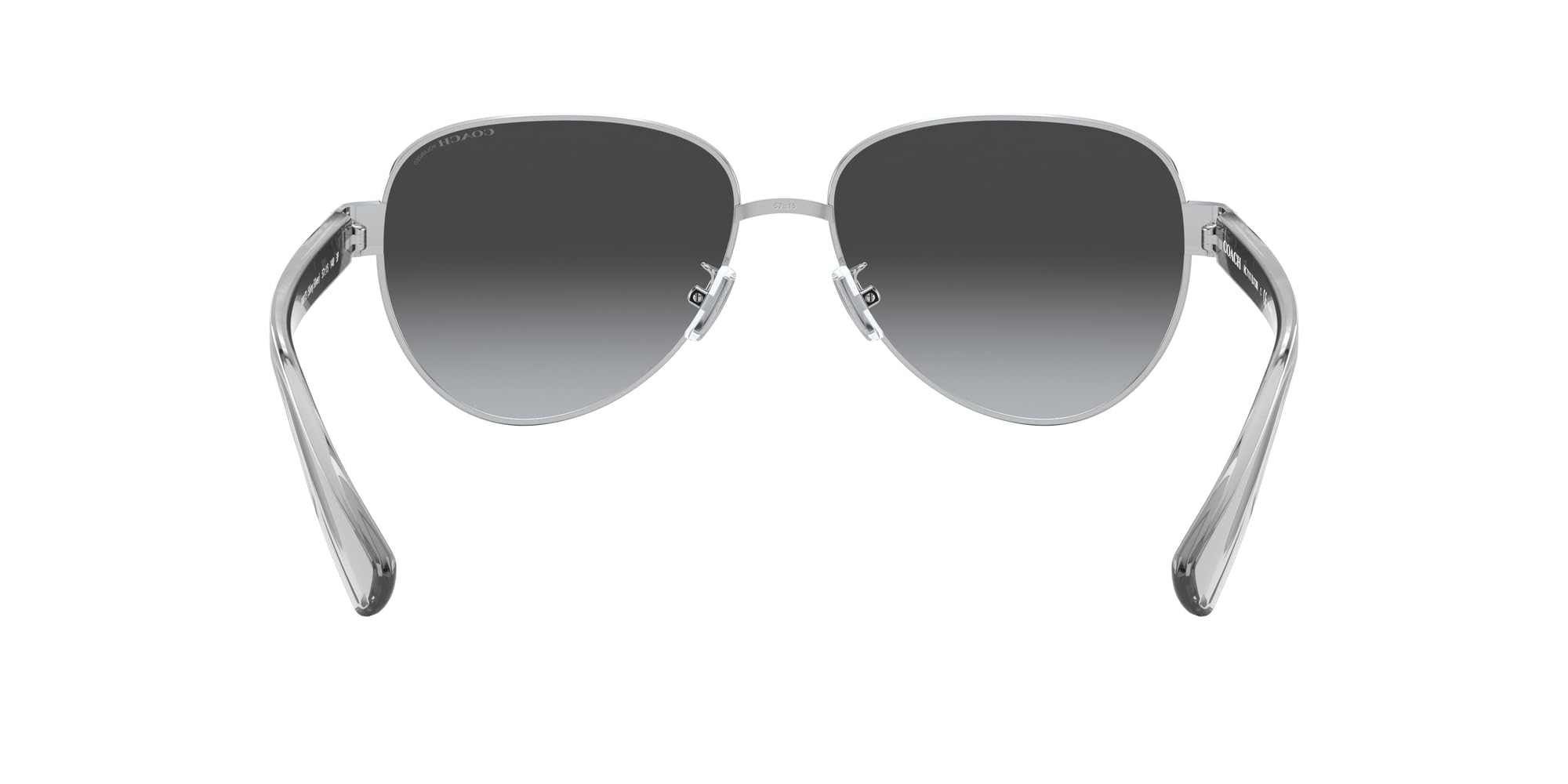 Coach HC7111 Sunglasses, Silver/Dark Grey Gradient Polarized, 57 mm