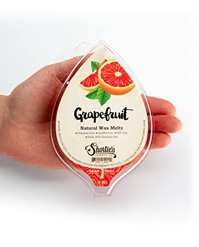 Shortie's Candle Company Grapefruit Natural Soy Wax Melts - Formula 117-1 Highly Scented 3 Oz. Bar - Made with 100% Soy and Essential Fragrance Oils - Phthalate & Paraffin Free, Vegan, Non-Toxic