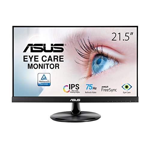 ASUS VP229HE 21.5” Monitor, 1080P Full HD, 75Hz, IPS, FreeSync/Adaptive-Sync, Eye Care, HDMI VGA, Frameless, VESA Wall Mountable, BLACK