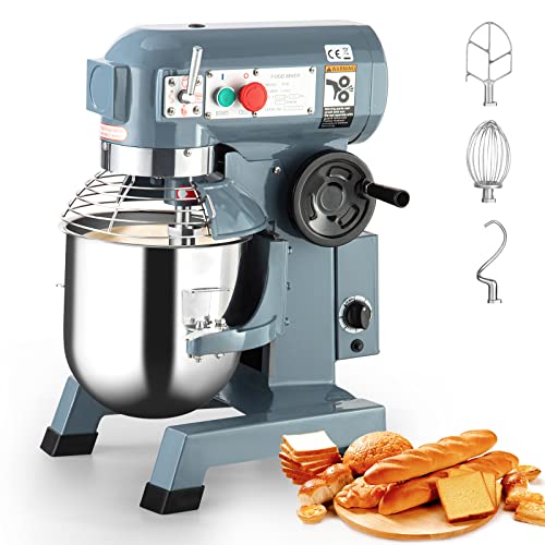 Commercial Food Mixer - 10Qt,450W, 3 Speeds, Stainless Steel Bowl, Dough Hooks, Whisk Beater - Perfect for Bakeries, Restaurants, Pizzerias, and Kitchens - Heavy Duty with Safety Guard