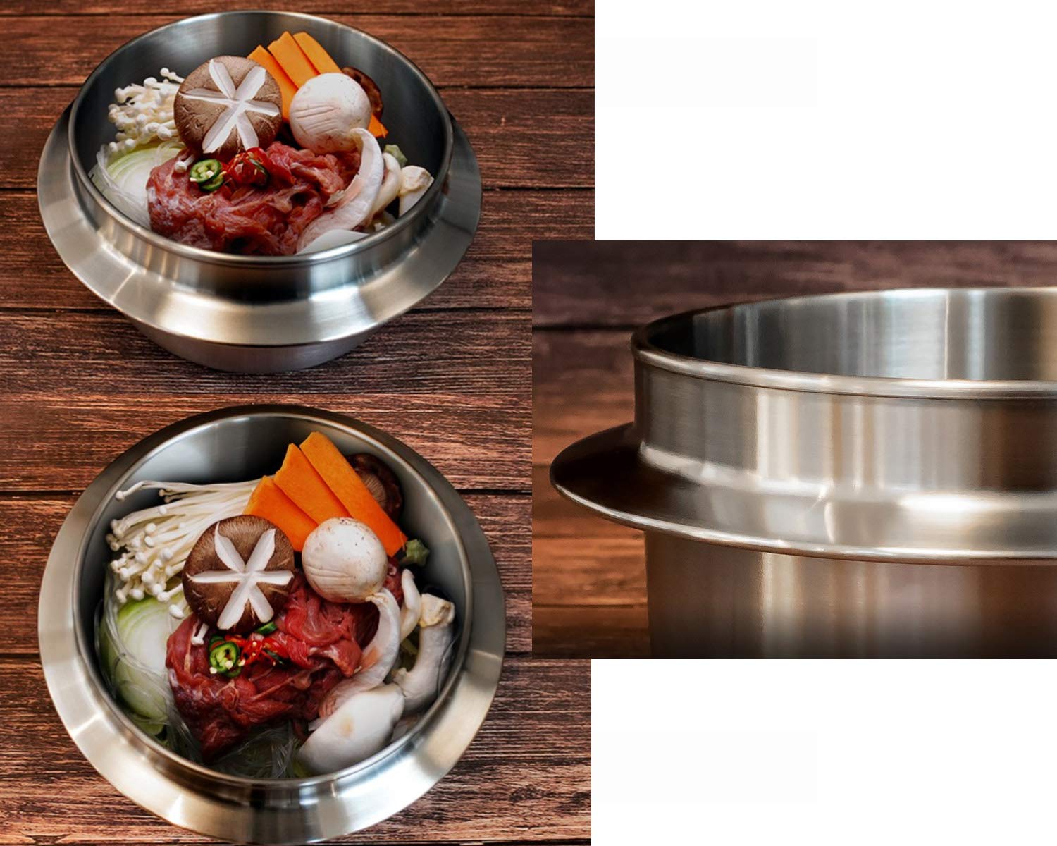 Bella cuisine Korean Earthen Pot(TTukbaegi), Stainless Steel Stock Pot with Lid Enable Induction, Cooking Pot HEALTHY COOKWARE Stockpots