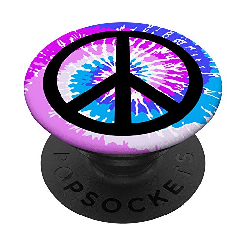 Peace Sign Tie Dye Pattern Purple Pink Light Blue PopSockets PopGrip: Swappable Grip for Phones & Tablets
