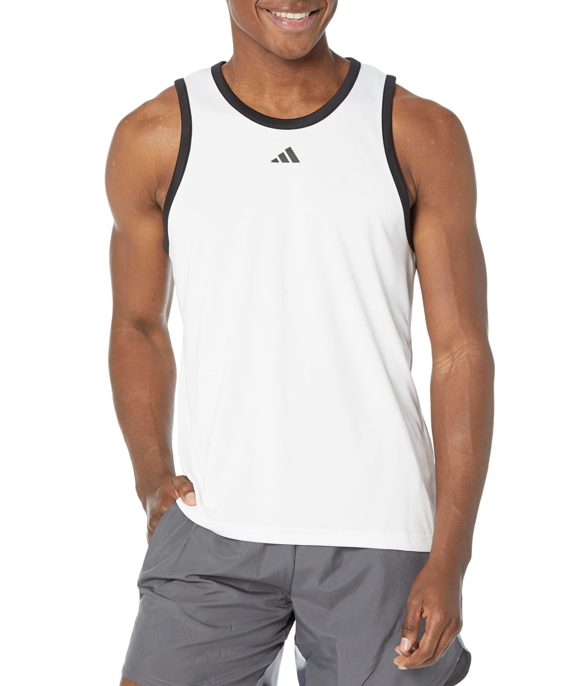 adidas Men's 3-Stripes Tank, White/Black, Large