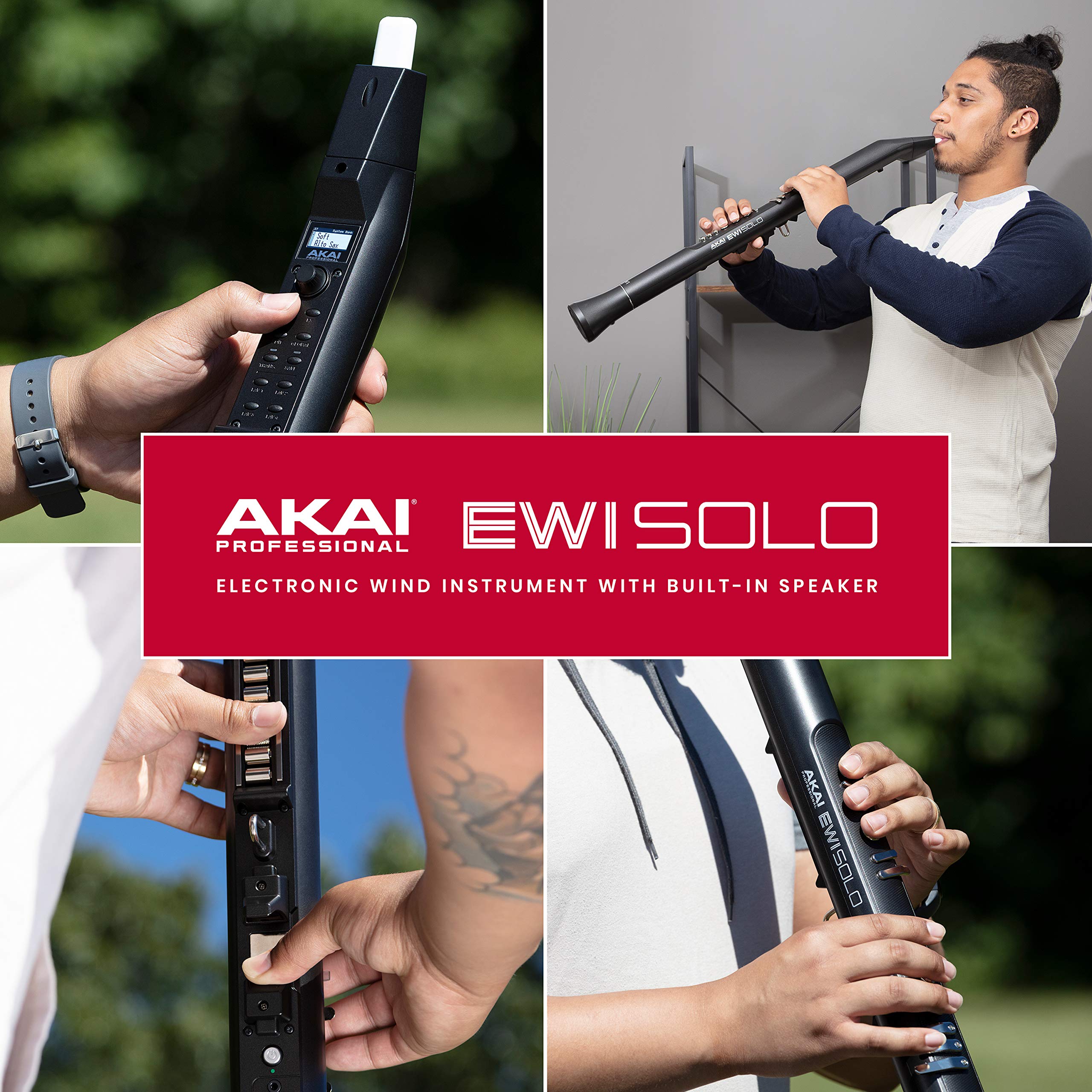 AKAI Professional EWI Solo - Electronic Wind Instrument With Built-in Speaker, Rechargeable Battery, 200 Sounds and USB MIDI Connectivity,Black