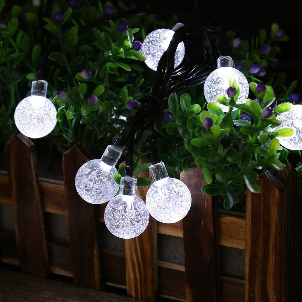 Cohoya Solar String Lights 25.6ft 30 Mini Globe Crystal Balls Waterproof Fairy Lights 8 Modes Outdoor Lights Solar Powered String Light for Christmas Garden Yard Home Party Wedding Decoration