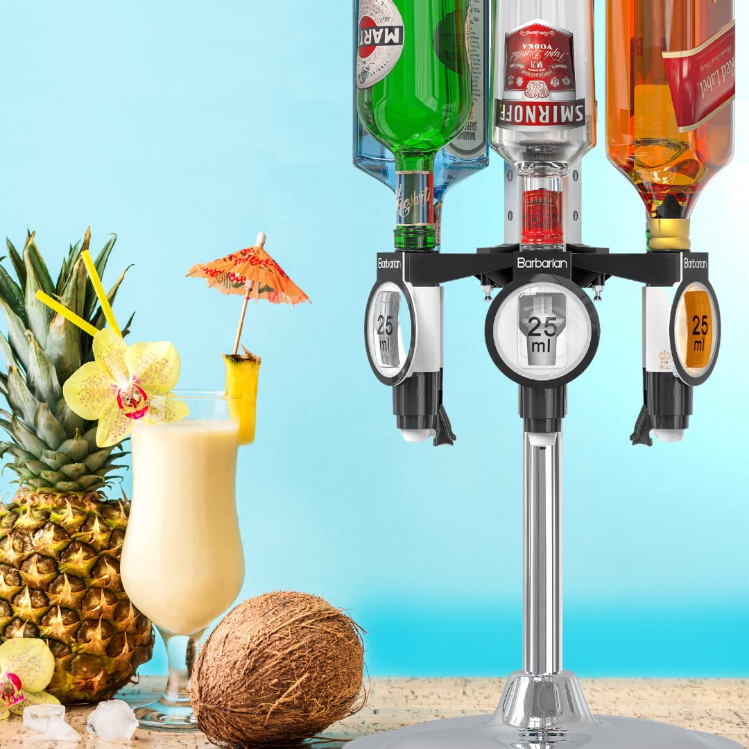 Barbarian 4/6 Bottle Rotary Liquor Dispenser For Home Bar - Bar Butler Shot Measure Bracket Alcohol Wine Upside Down Drink Jigger Optics Man cave