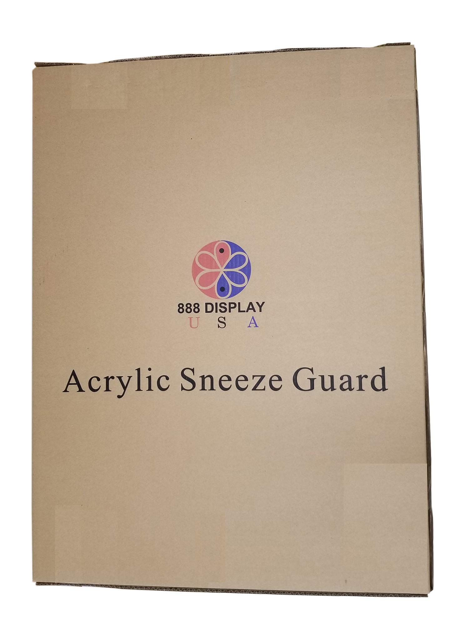 888 Display Single Pack Elegant Plexiglass Shield Guard Finished Corner Edge Design - Elegance with Protection for Reception Desk Checkout Counter Nail Salon Services Office Setting