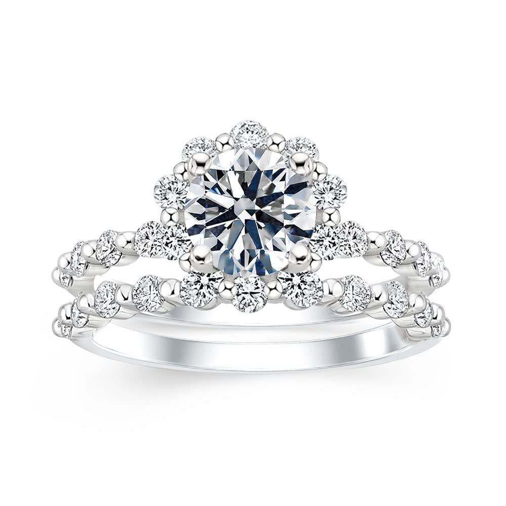 925 Sterling Silver Bridal Sets Ring for Women 1-3/4 ct. tw. Round-Cut Moissanite, Two-in-One Proposal Engagement Wedding Ring Jewelry, Personalized Custom Name Ring