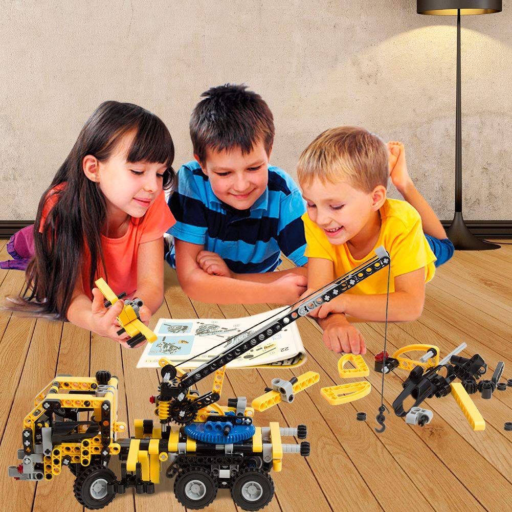 BIRANCO. Crane Truck Building Kit - Educational Learning STEM Building Blocks Toys Gifts for 8, 10, 12 yr Old Kids, Engineering Construction Set for Boys & Girls Age 6, 7, 9, 11, 13 Years Up