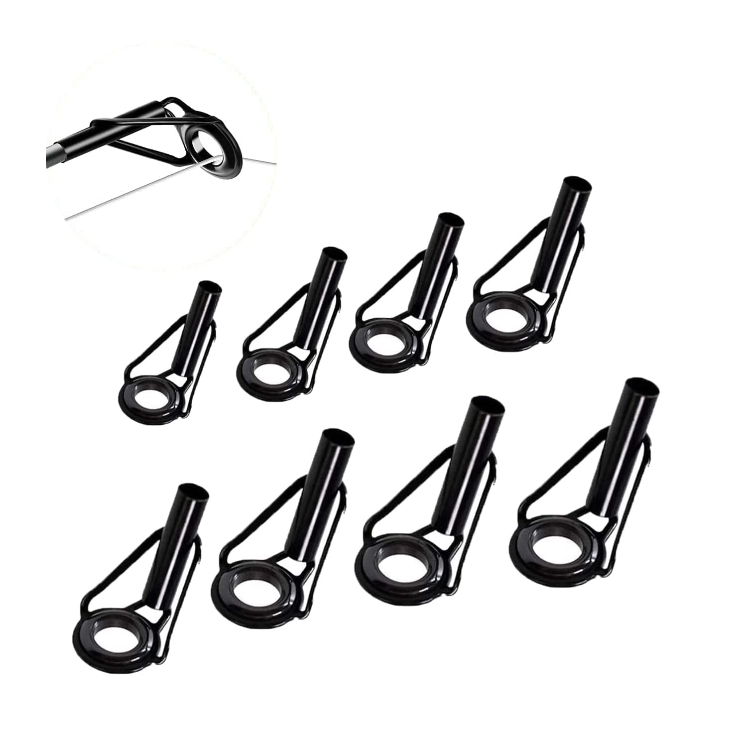 8 Pcs Fishing Rod Tip Repair Kit Rod Top Tips Replacement Fishing Rod Tips Stainless Steel Ceramic Ring Guide Repair Replacement Kit