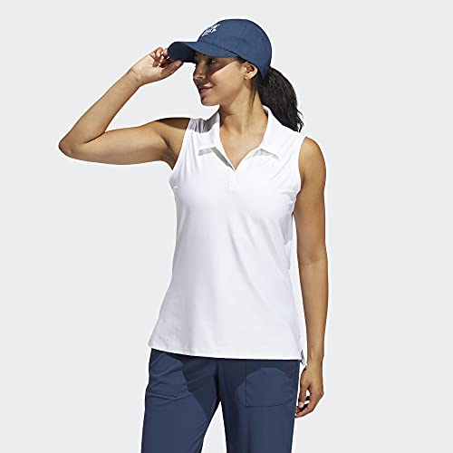Adidas Golf Women's Go-to Sleeveless Primegreen Polo Shirt, White, Small