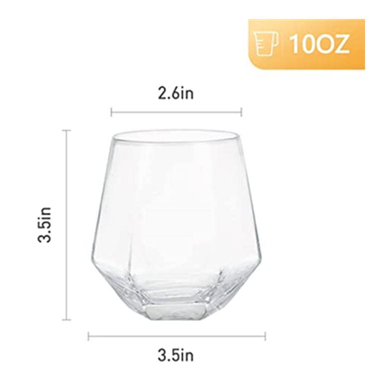 AJLS Whiskey Glasses: Whiskey glasses for men, Wine, Scotch Diamond Stemless Glasses Set of 2: 10oz; Tilt Prevents Fall, Luxury Barware
