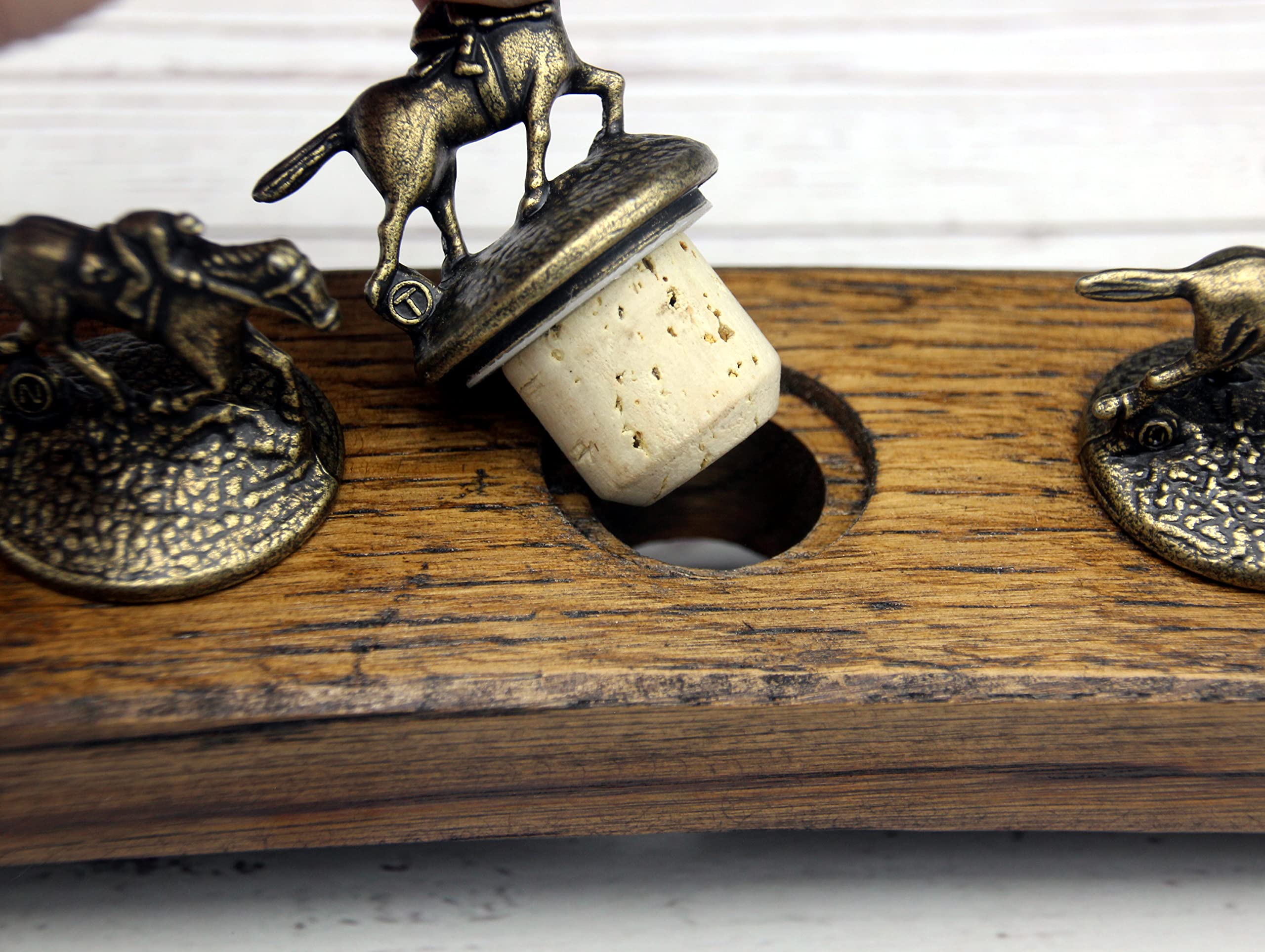 Barrel-Art cork display/Bourbon stopper holder/Cork Holder/Fits Blanton's stoppers (Dark Walnut)