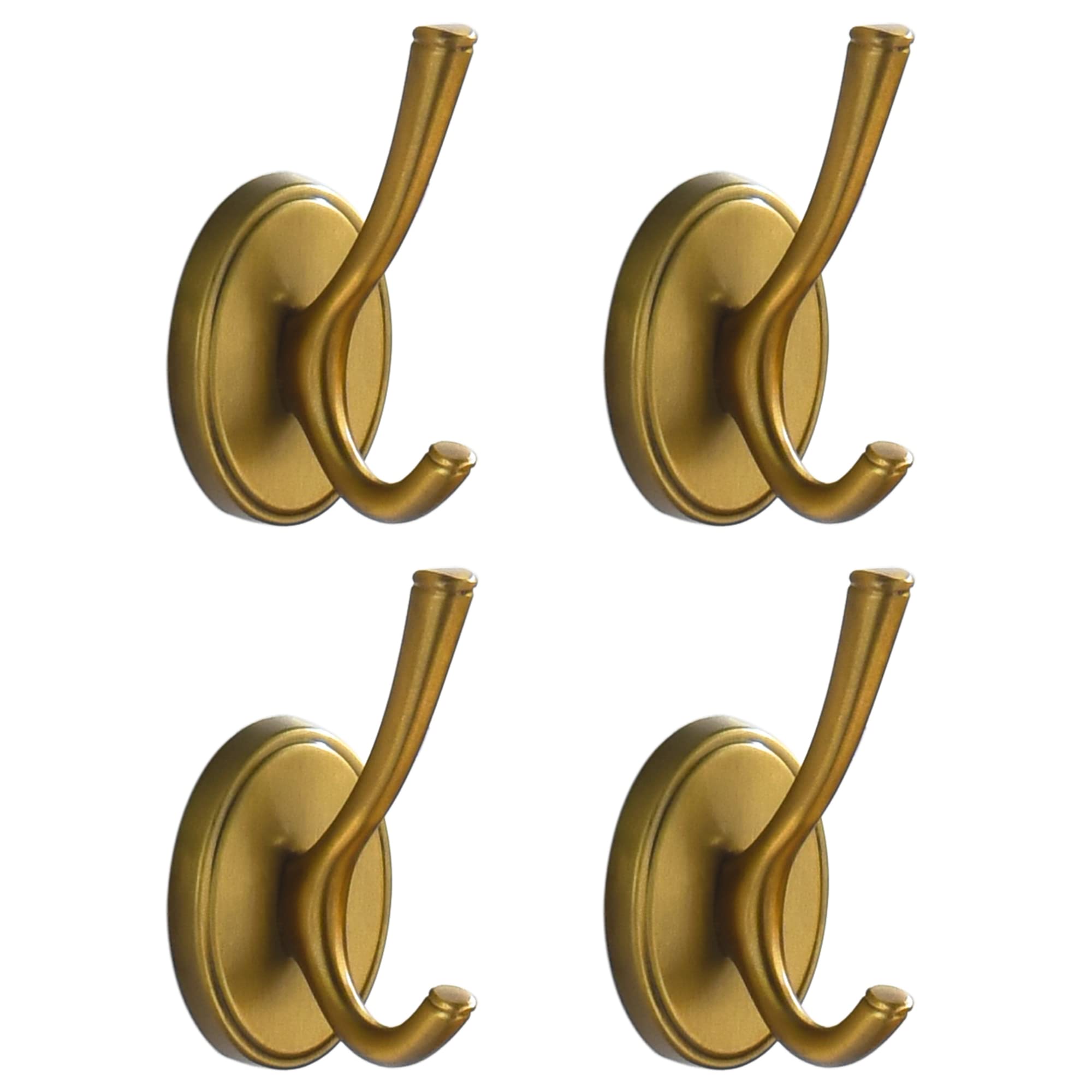 DMYMAT Antique Brass Towel Hooks, Vintage Gold Bathroom Robe Hooks Wall Mounted, 4 Pack Heavy Duty Wall Coat Hooks for Farmhouse Bedroom Kitchen