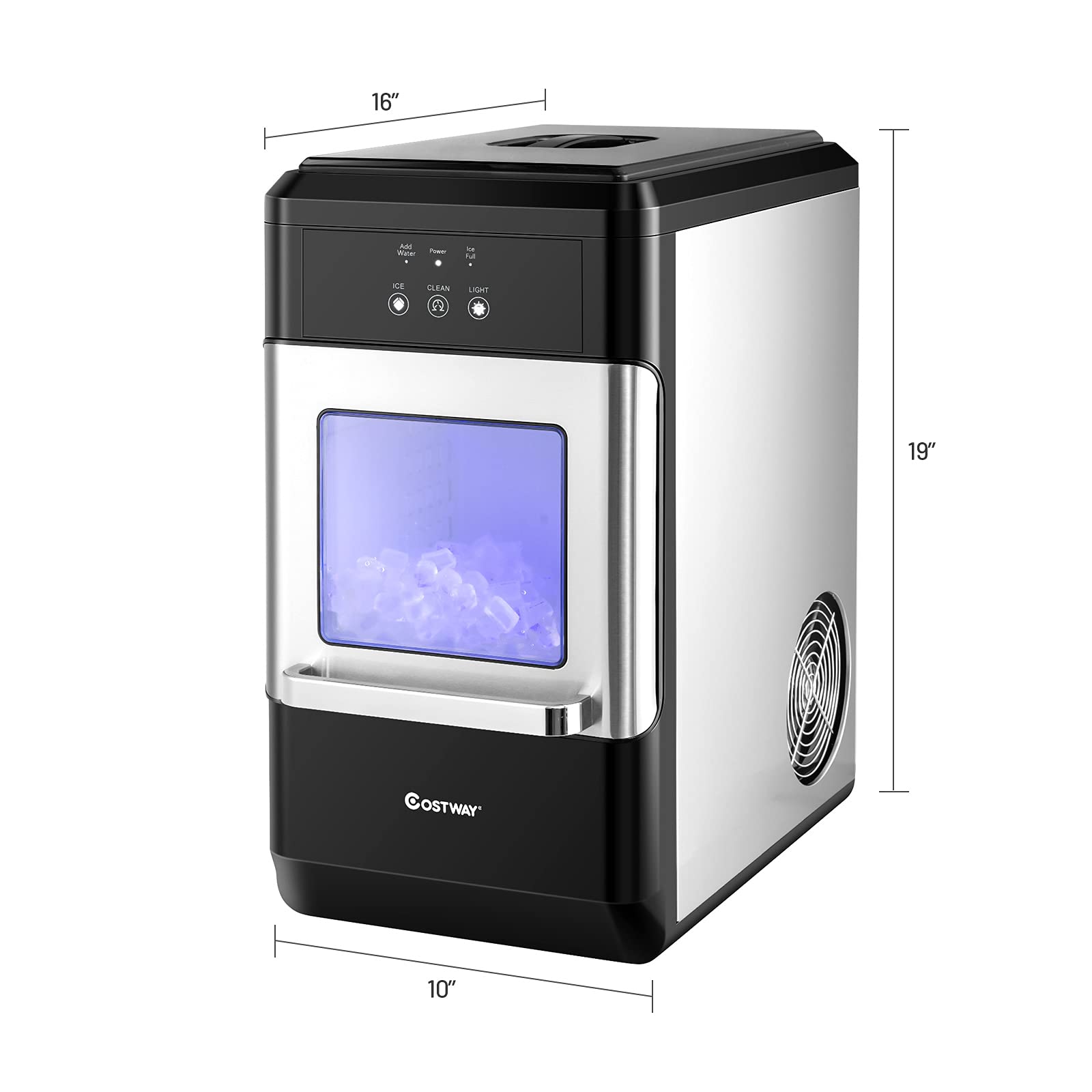 ARLIME Nugget Ice Maker Machine Countertop, Sonic Ice Maker Self-Cleaning 44lbs/24H, 4.8lb Ice Bin & Scoop, Intelligent Control Panel, Portable Ice Makers for Kitchens, Offices, Home