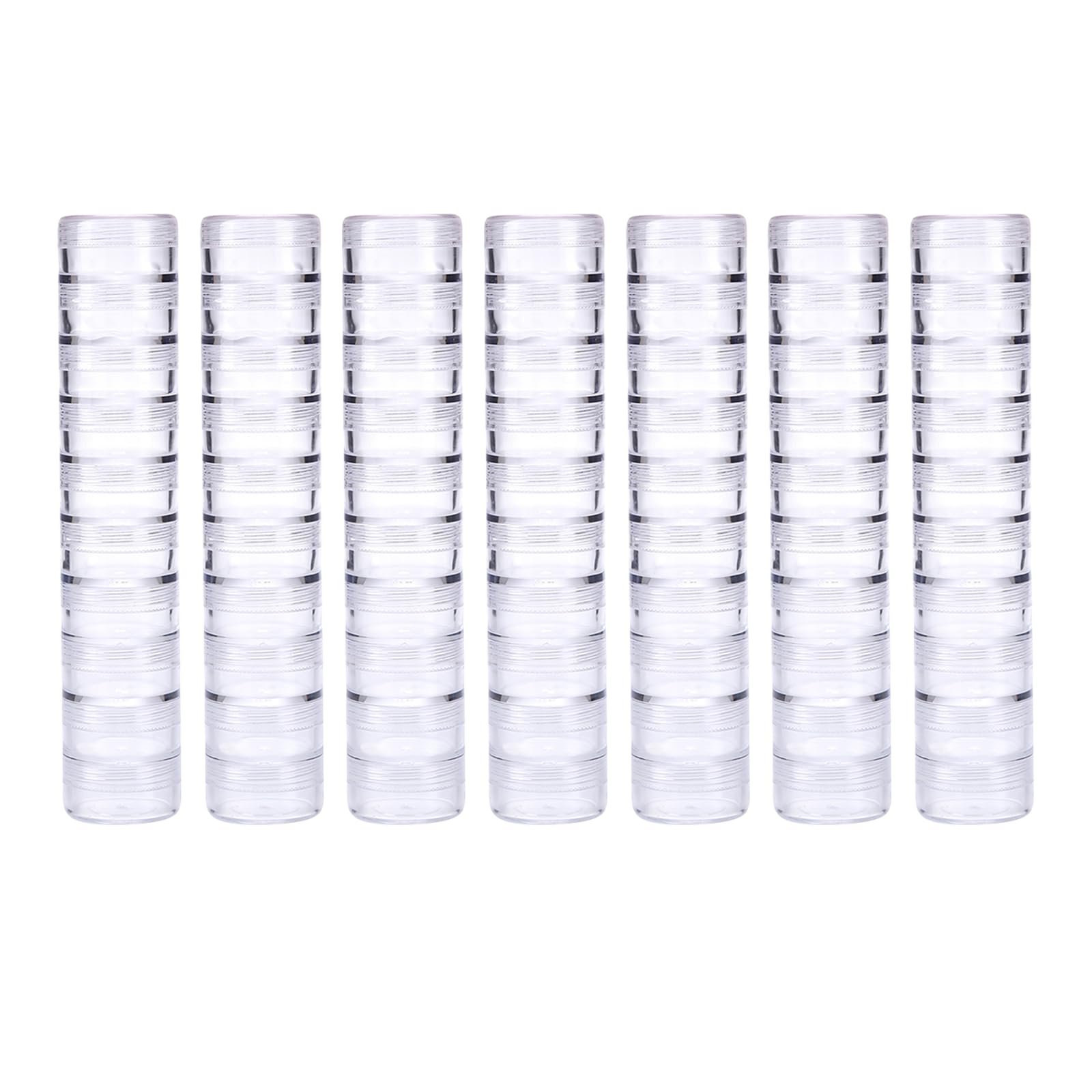 BAOFALI 70 PCS Stackable Plastic Containers, Clear Storage Box Round Organizer Jars for Beads, Buttons, DIY Art CraftJewelry Nail Accessory (919x3.5cm/ 7.5X.5inch)