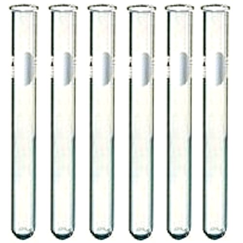 Karter Scientific 6 Pack - 16x150mm Pyrex Glass Test Tubes with Rim and Marking Spot