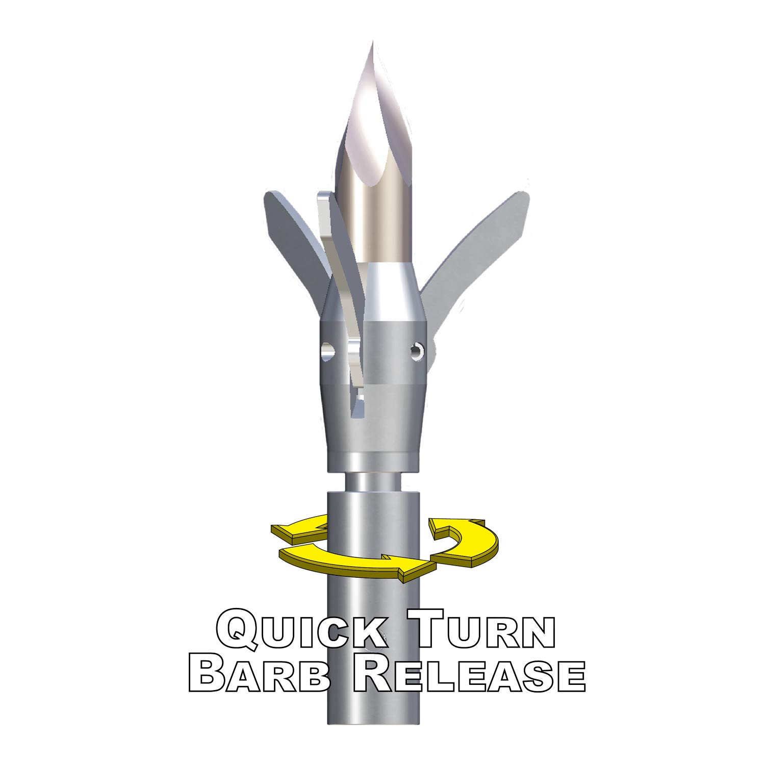 AMS A207-Wht Fiberglass Arrow, Amsankor Qt Point, White Shaft & Amseverglide Safety Slide