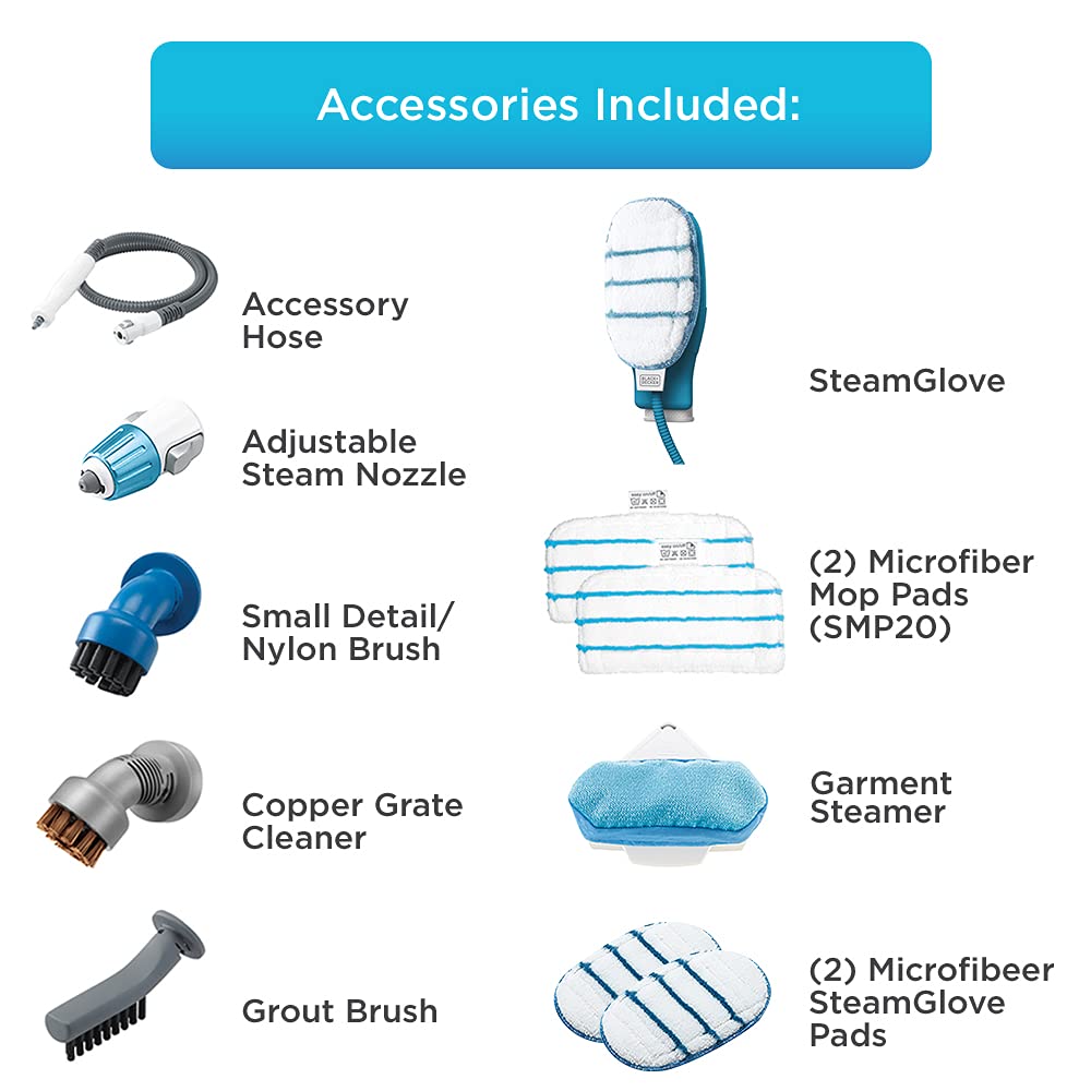 BLACK+DECKER HSMC1361SGP 7-in-1 STEAM MOP with SteamGlove Handheld Steamer