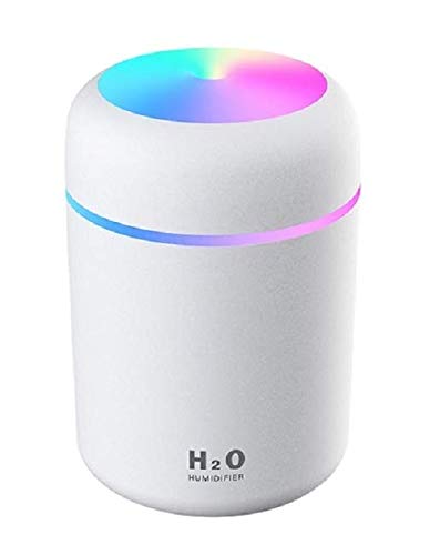 Colorful Cool Mini Humidifier, USB Personal Desktop Humidifier for Bedroom,Office Room, Car,etc. Auto Shut-Off, 2 Mist Modes, Super Quiet. (White)