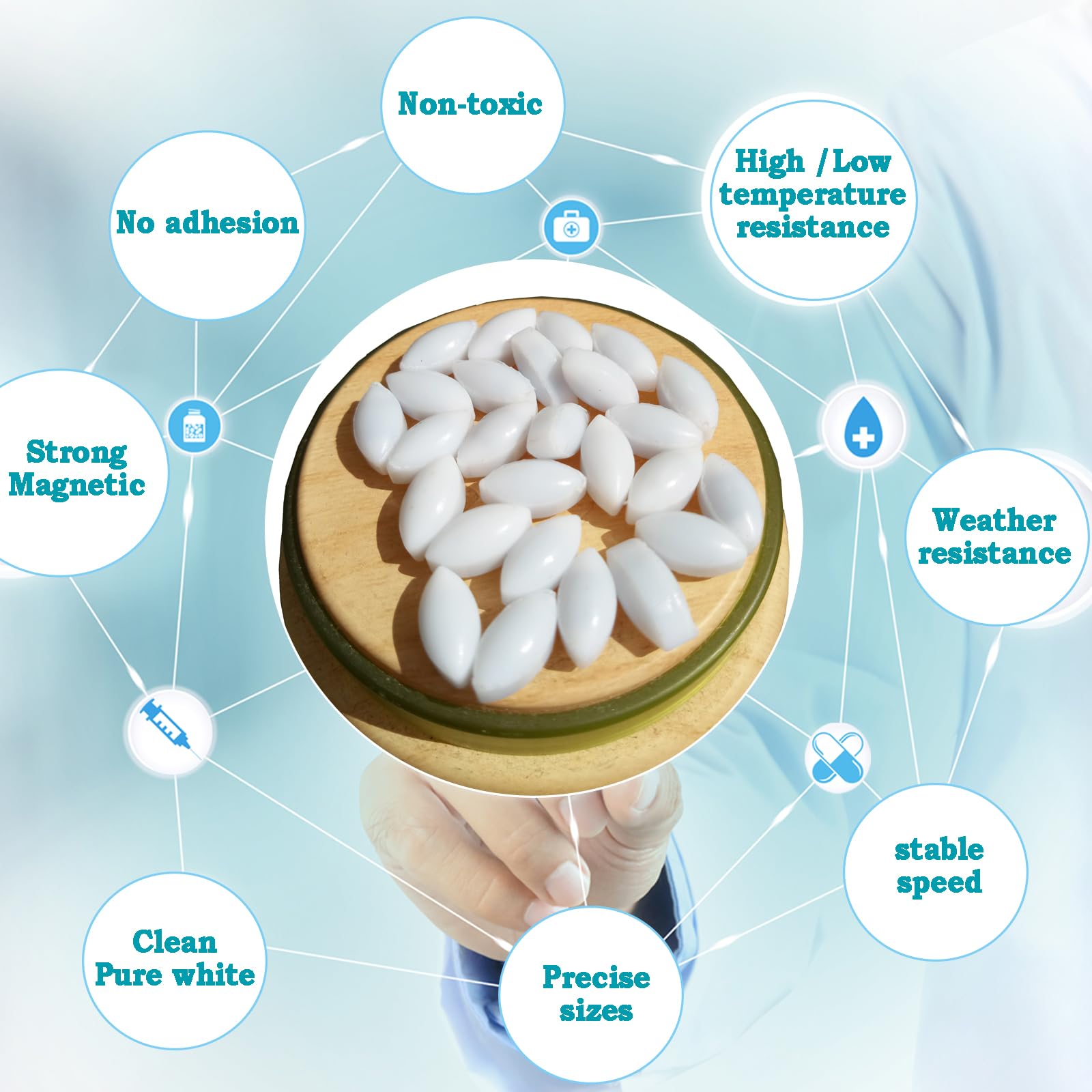 Magnetic Stirrer Stir Bar PTFE Magnetic Mixer Stir Bars (5X10mm, Olive Shape, 10pcs)