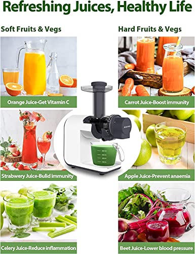 Aeitto Cold Press Juicer, BPA Free Slow Juicer, Easy to Clean, Juicer Machines with Quiet Motor & Reverse Function, Masticating Juicer for Vegetable and Fruit