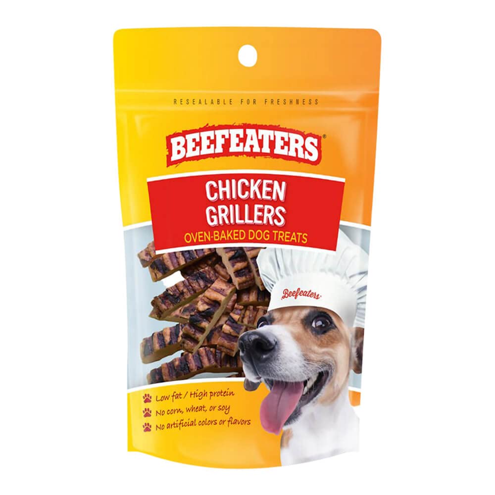 Beefeaters Dog Treats - Chicken Grillers 2.22oz, Case of 12 | Real Chicken Dog Treat | Dog Food Oven-Baked | No Artificial Flavors/Colors | Dental Health Benefits | Training Treats for All Dog Sizes