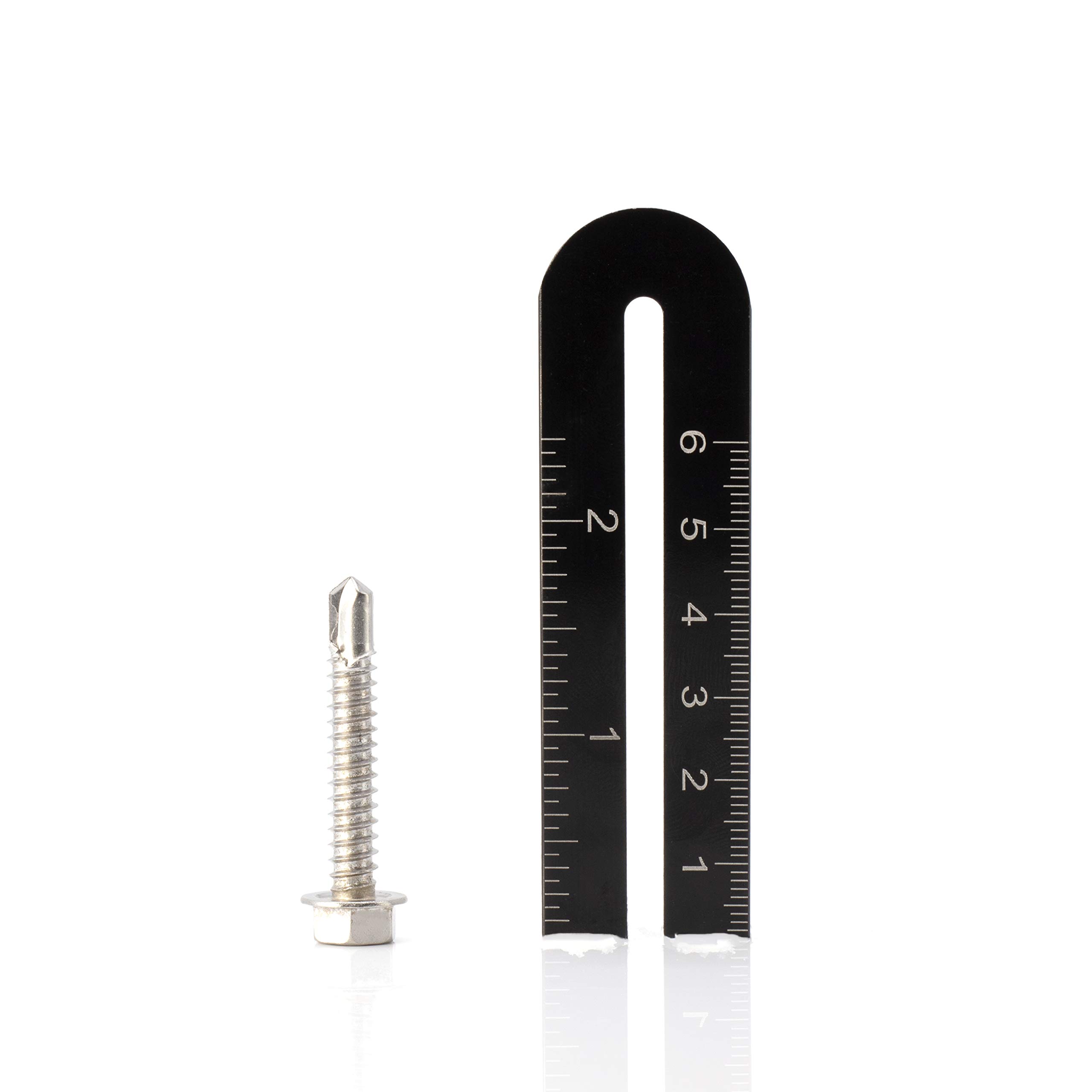 THE CIMPLE CO #14 Size, 1 1/2" Length (38mm) - Self Tapping/Drilling Screw - 410 Stainless Steel (Exceptional Wear and Very Corrosion Resistant) - Hex Washer Head - 100pcs