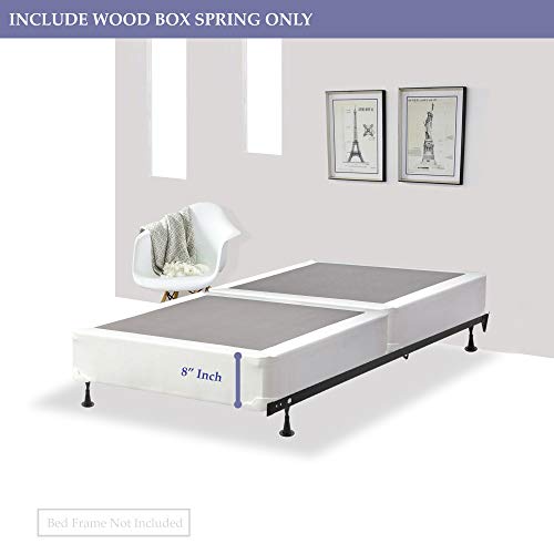 Mattress Solution Fully Assembled Split Wood Traditional Boxspring/Foundation for Mattress, Twin, Gray And White
