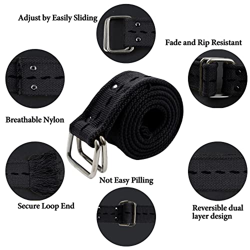 AKARMY Mens Canvas Belt, Solid Color Adjustable Strap Military Army Combat One Size Canvas Web Belt for Men/Women Casual Belt Black